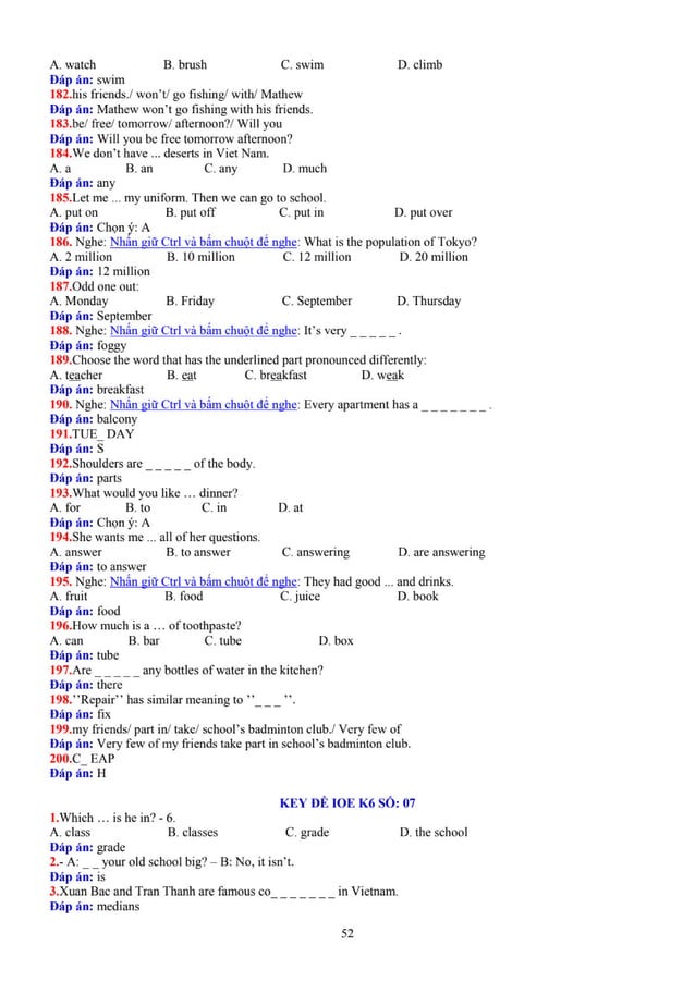 50 ĐỀ LUYỆN THI IOE LỚP 6 - CHƯƠNG TRÌNH MỚI - NĂM HỌC 2024-2025 (CÓ LINK HÌNH, FILE AUDIO VÀ ...