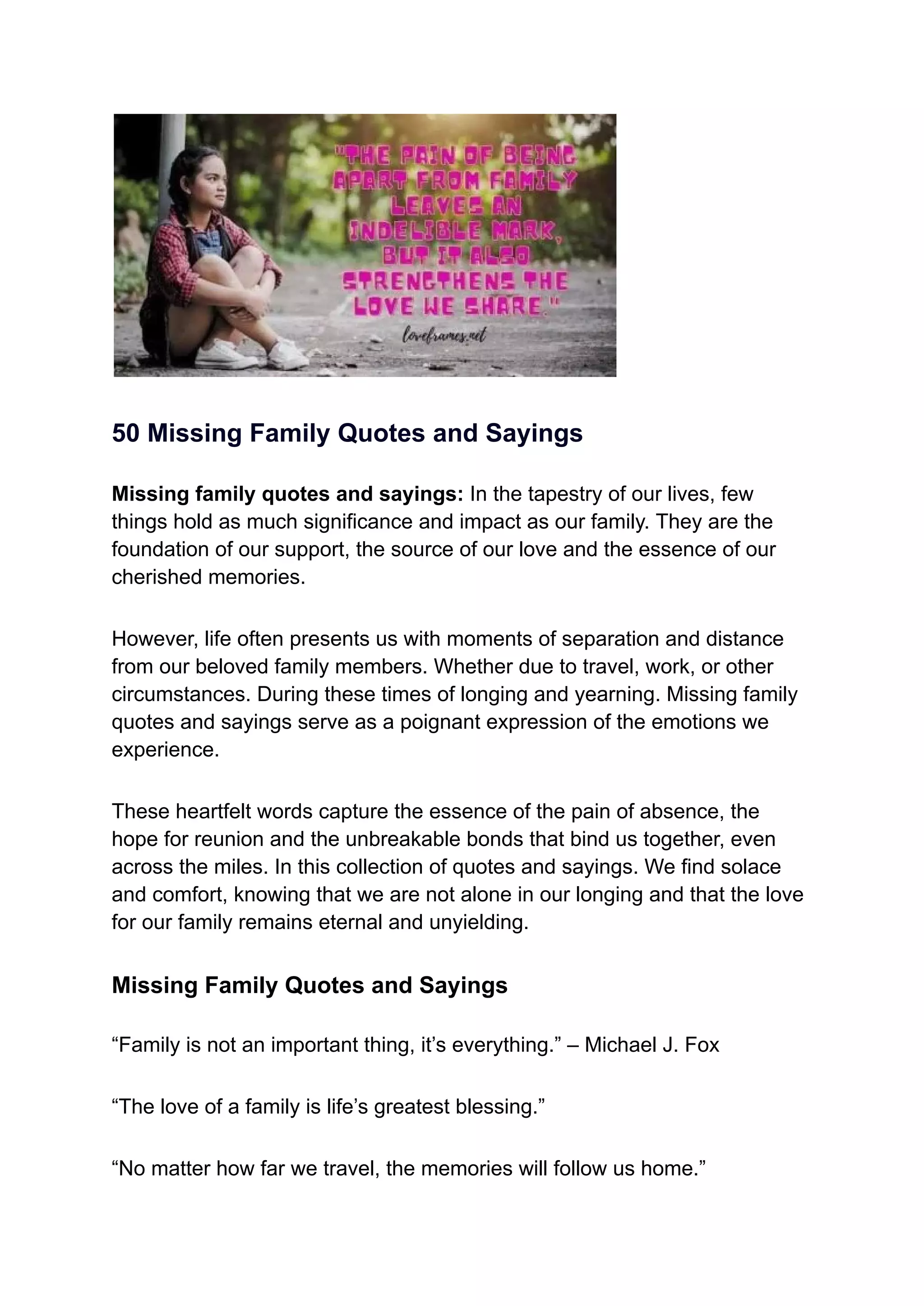 50 Missing Family Quotes and Sayings.pdf | Bereavement | Family and ...