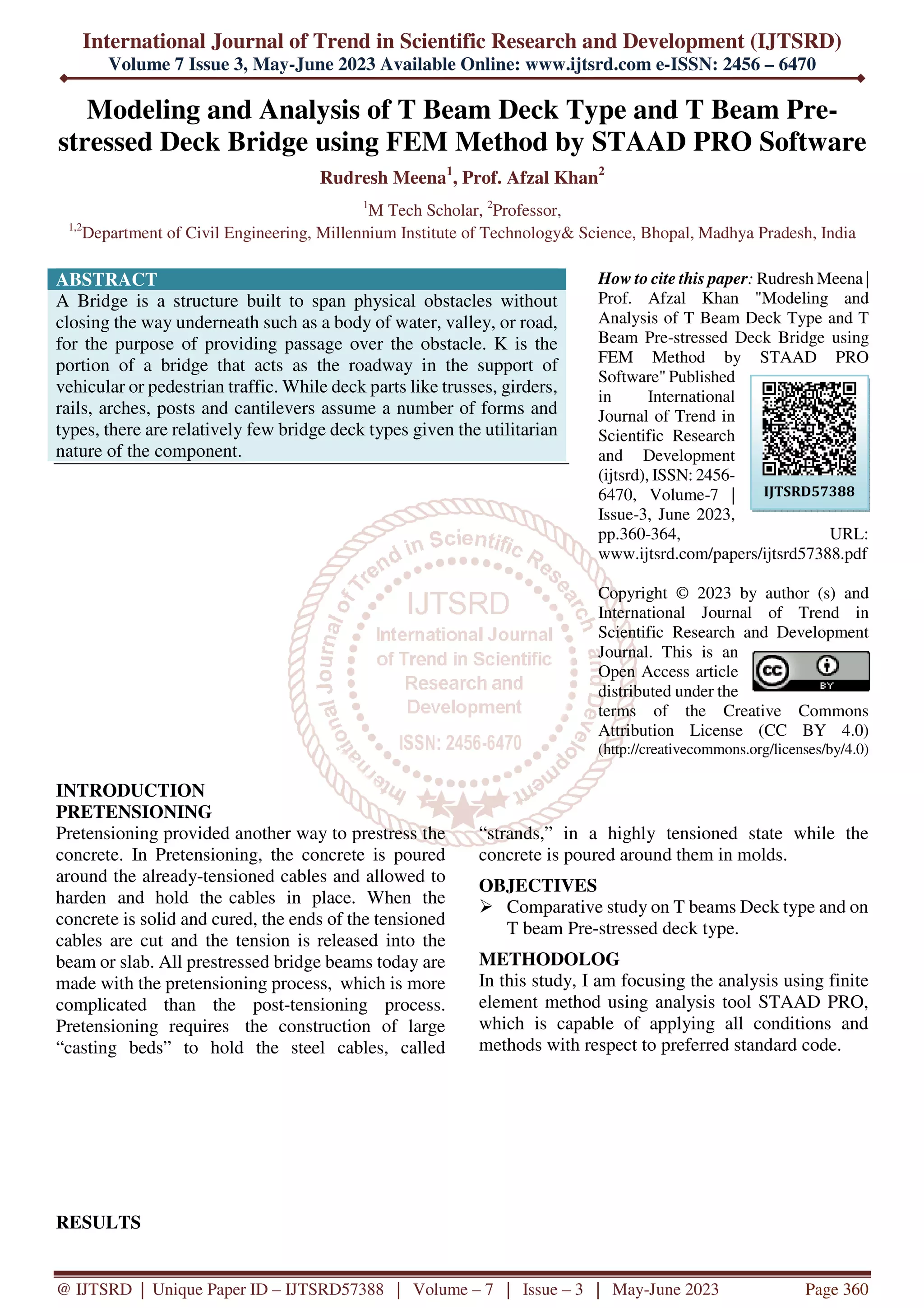 Modeling and Analysis of T Beam Deck Type and T Beam Pre stressed Deck ...