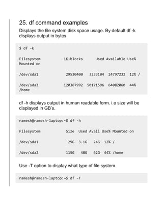 50 most frequently used unix | DOCX