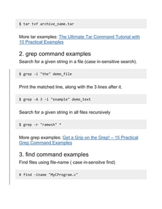 50 most frequently used unix | DOCX