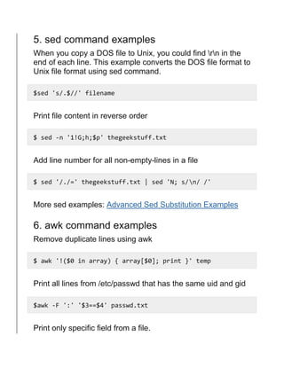 50 most frequently used unix | DOCX