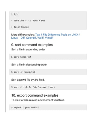 50 most frequently used unix | DOCX