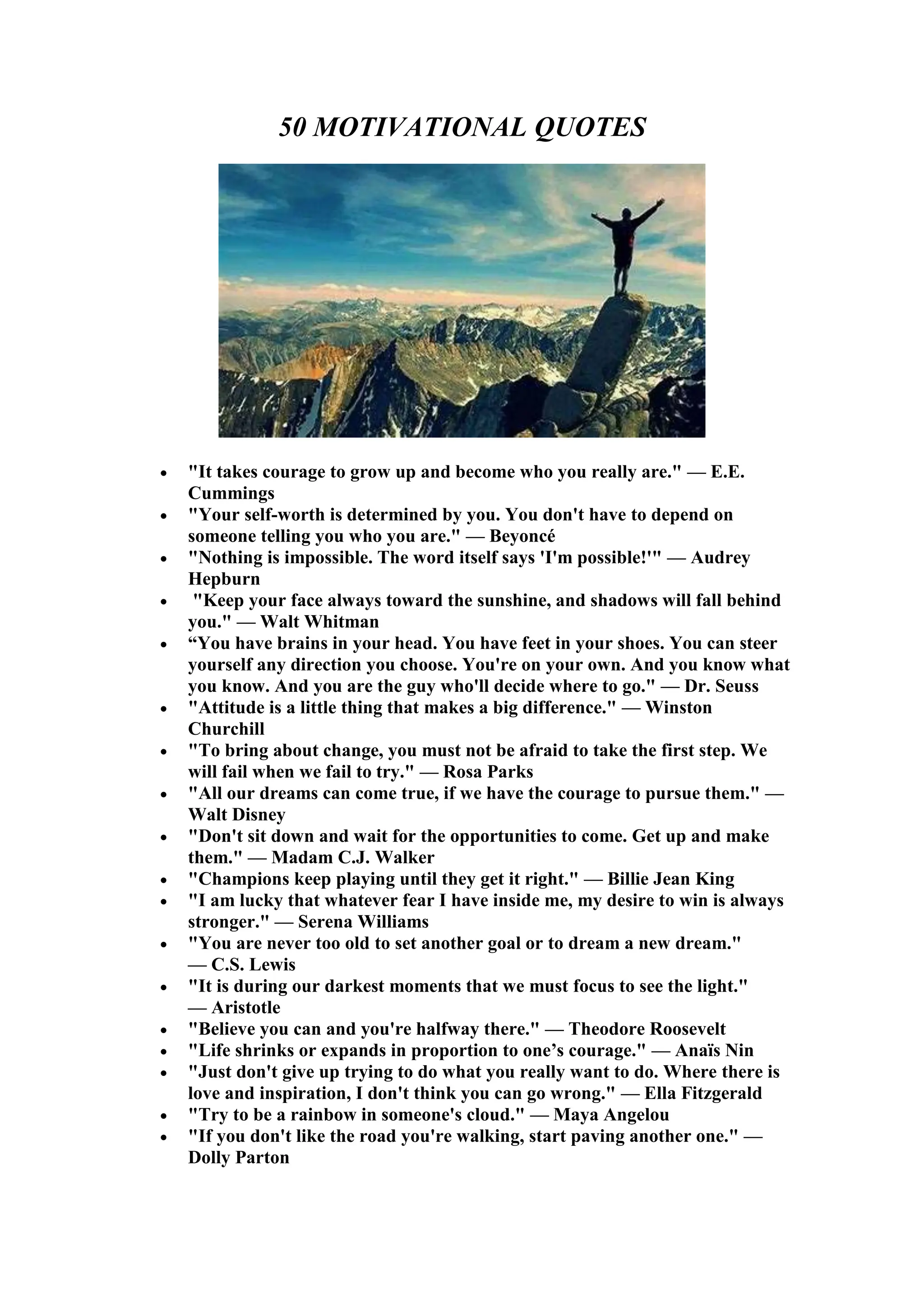 50 MOTIVATIONAL QUOTES | DOCX