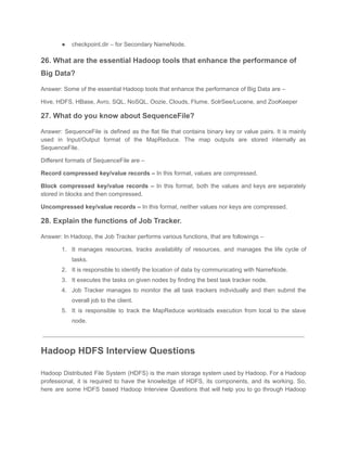 50 must read hadoop interview questions & answers - whizlabs | PDF