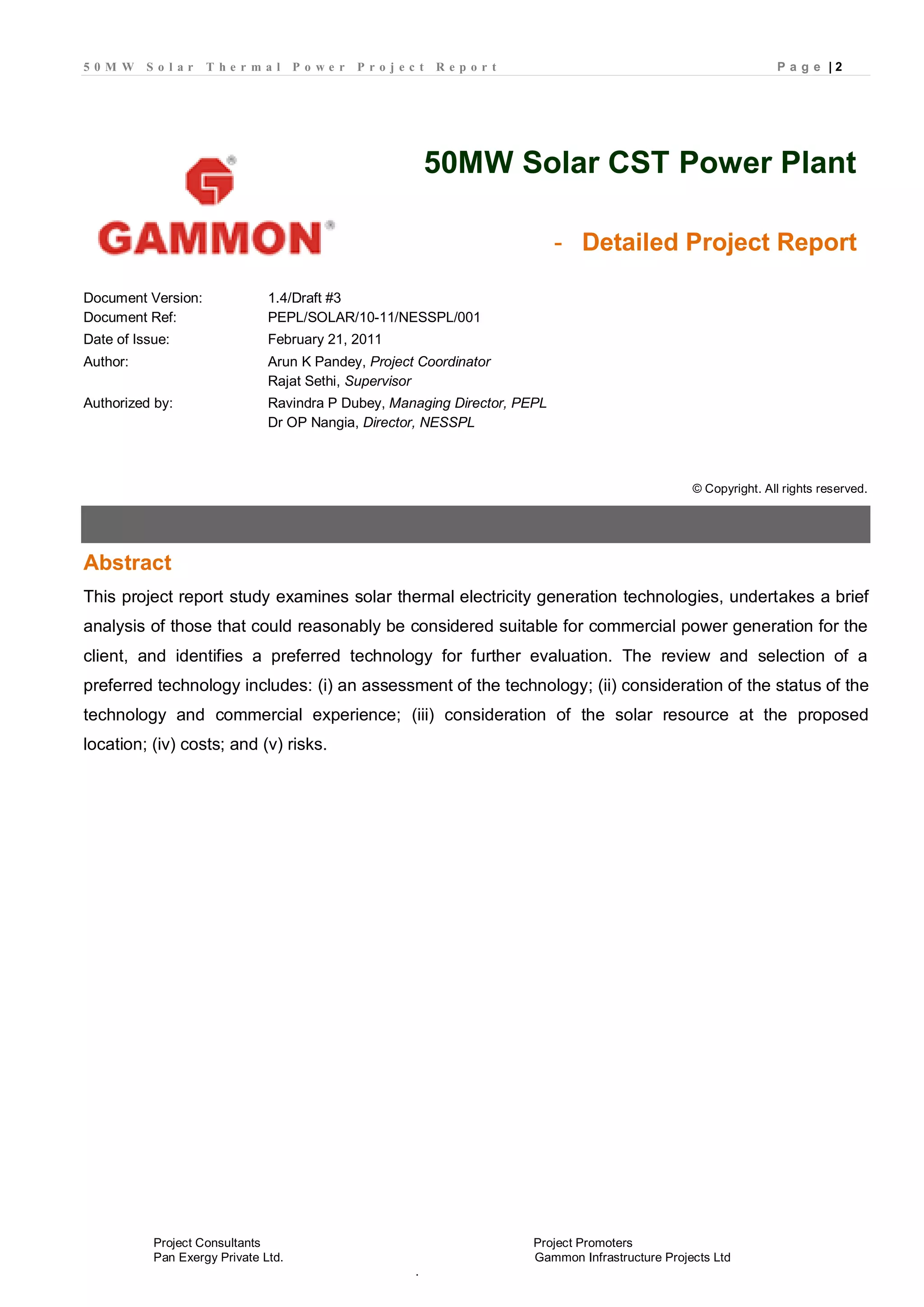 50 MW solar-thermal-dpr | PDF