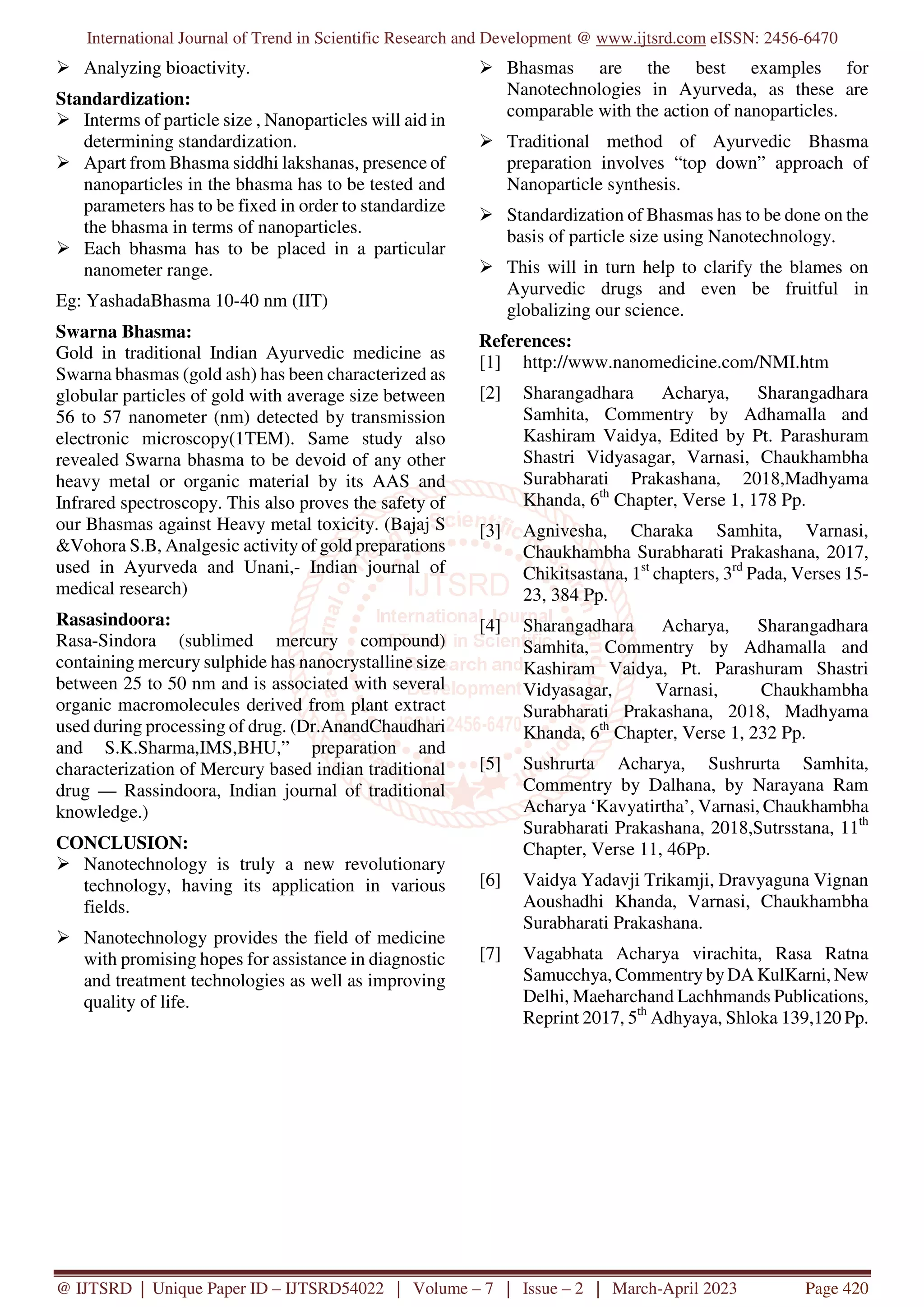 Nanomedicine and Nanotechnology in Ayurvedic Pharmaceutics An Overview ...