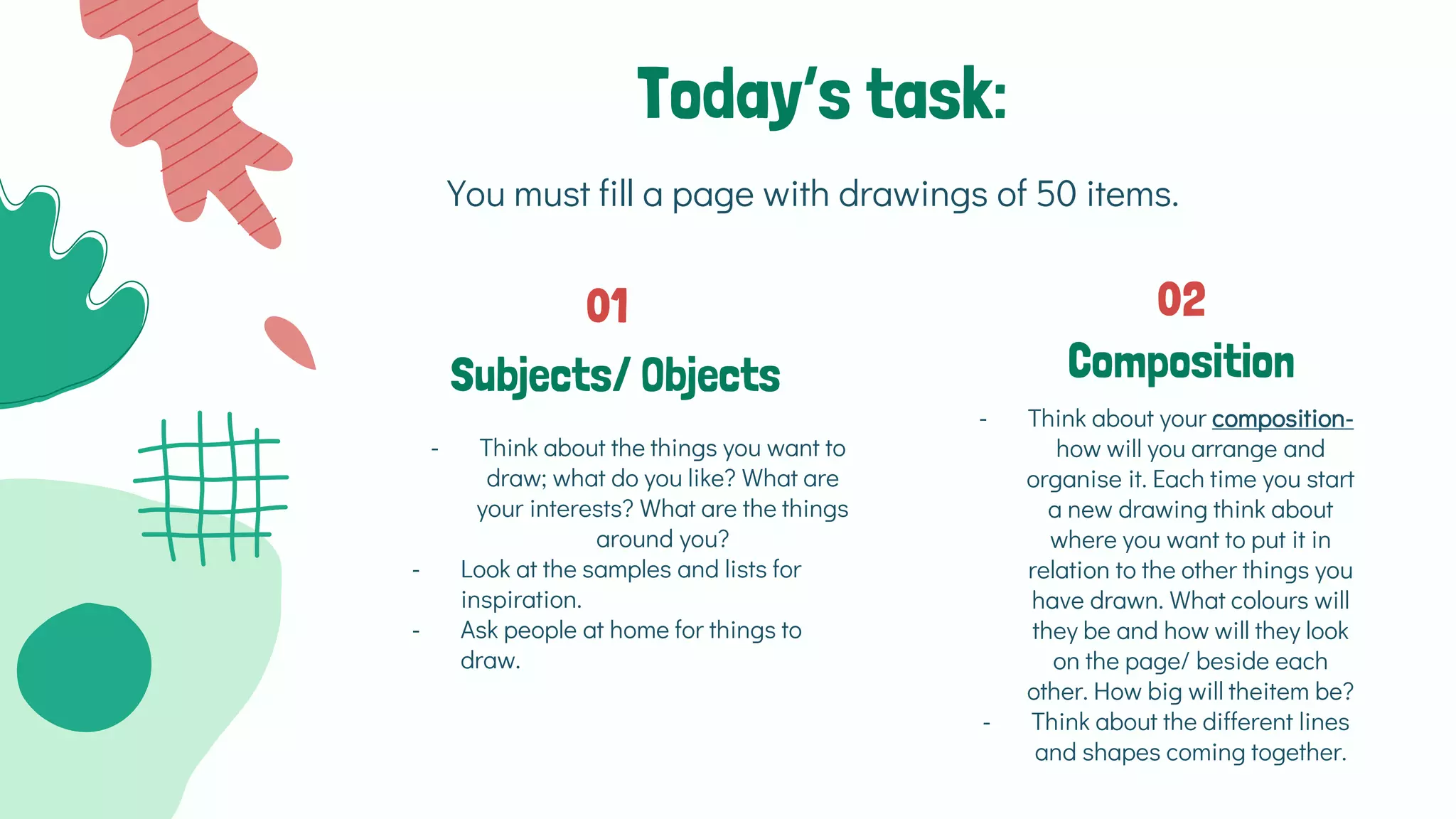 50 objects drawing challenge | PPTX