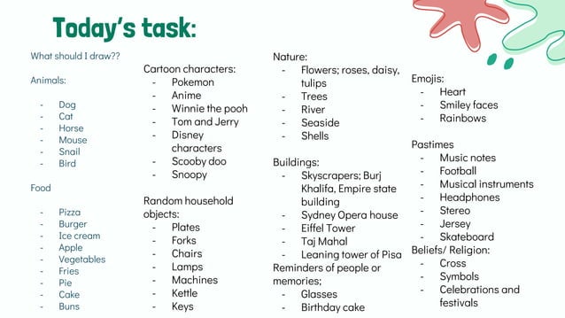 50 objects drawing challenge | PPTX | Painting | Arts and Crafts