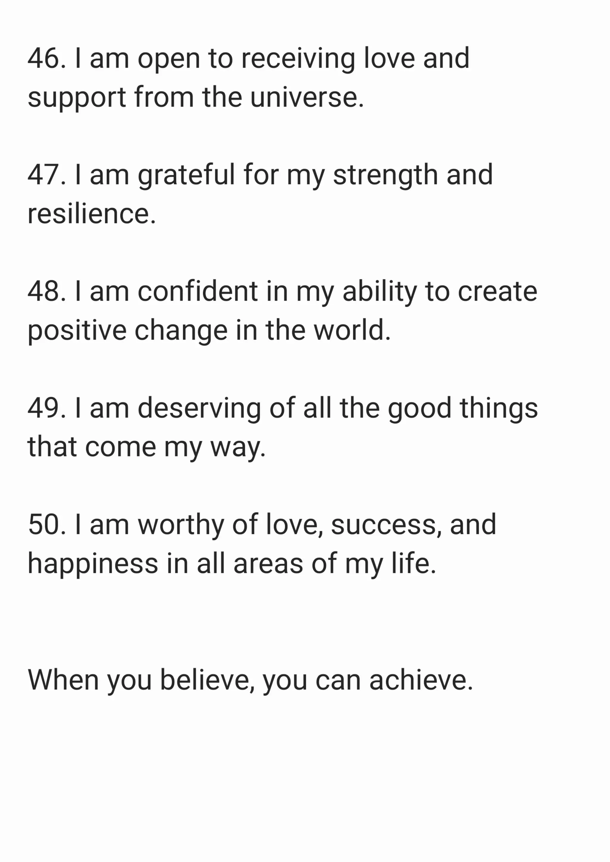 50 Positive Affirmations For You | PDF