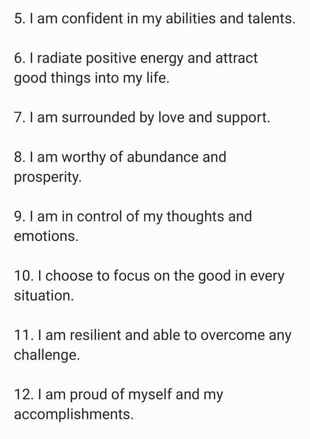 50 Positive Affirmations For You | PDF