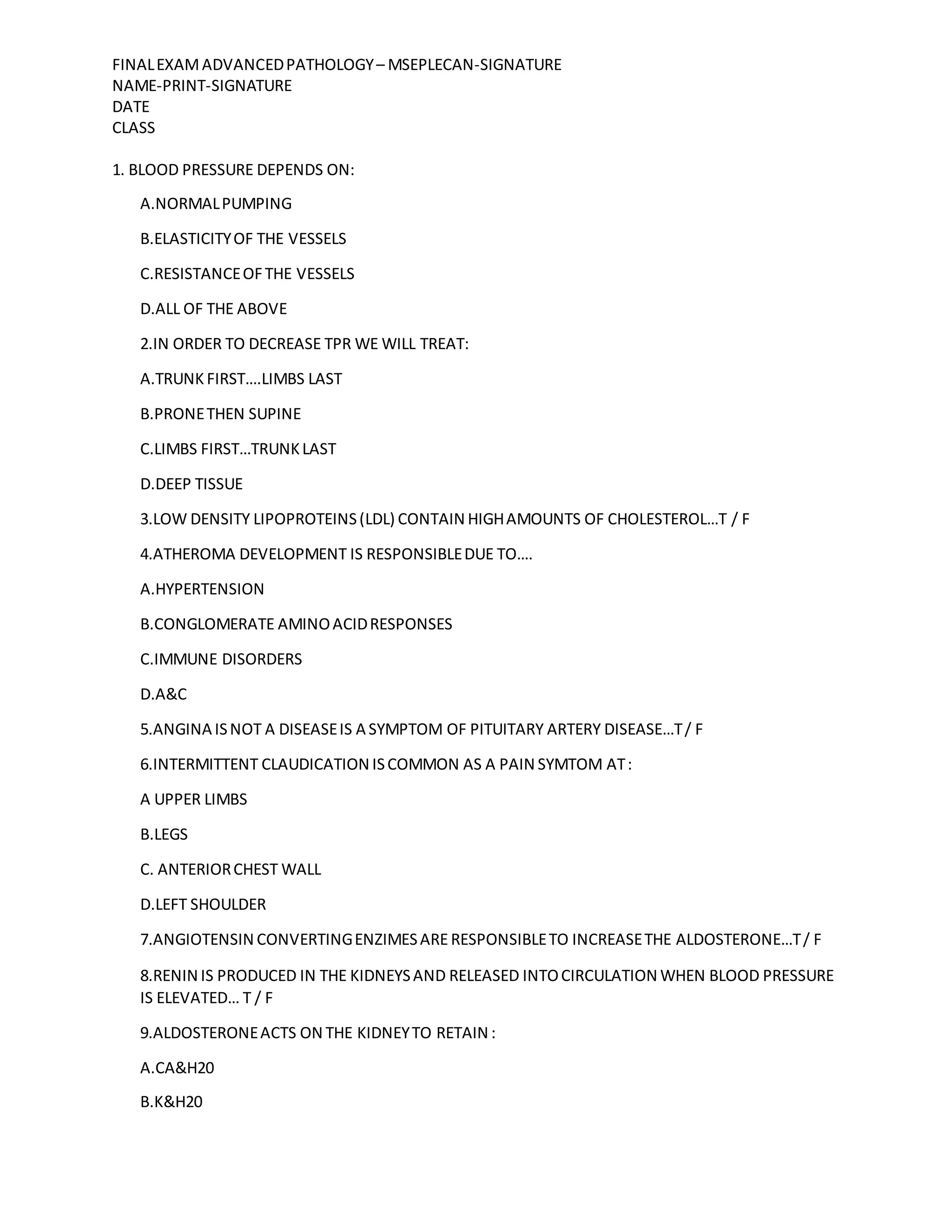 50 questions final advanced patho | PDF