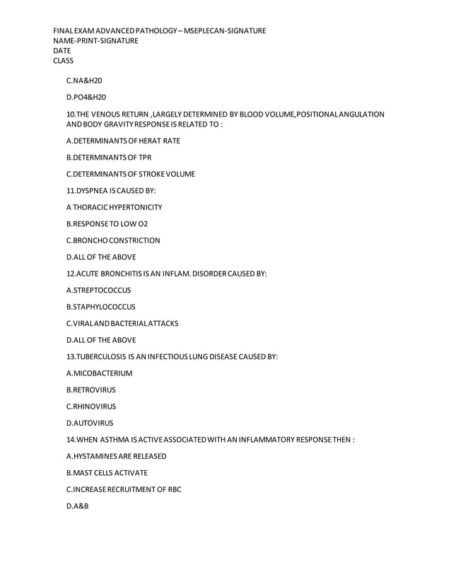 50 questions final advanced patho | PDF