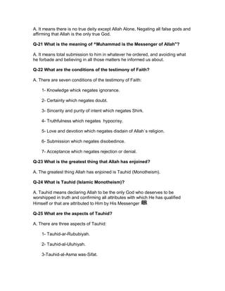 50 questions on aqeedah by muhammad bin abdul wahab | PDF