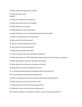 50 Questions To Help You Find Your Life’s Purpose | PDF