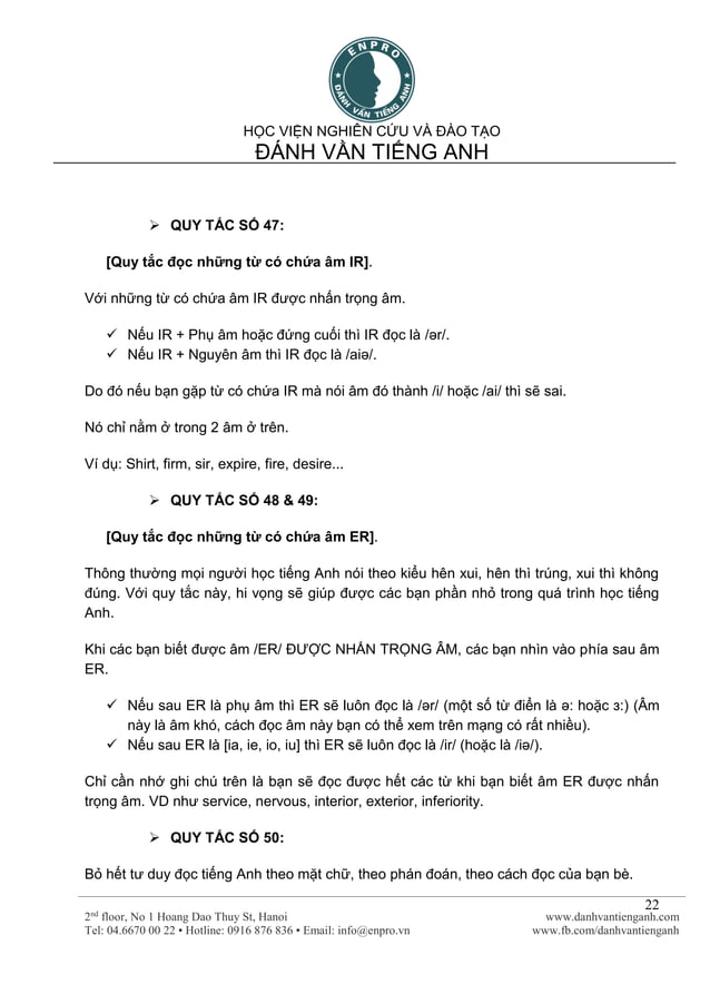 50 Quy tắc Đánh vần tiếng Anh | PDF