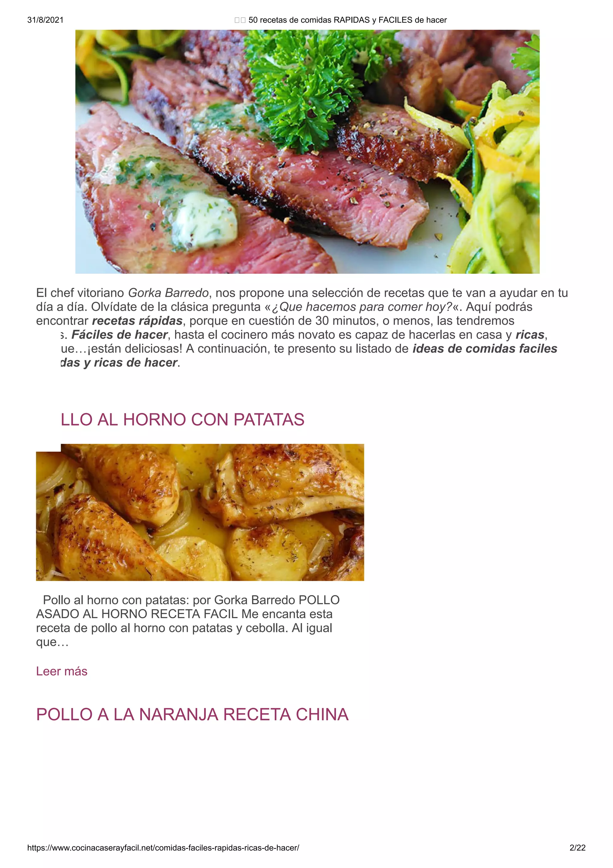Recetas de comidas rápidas y fáciles de hacer | PDF