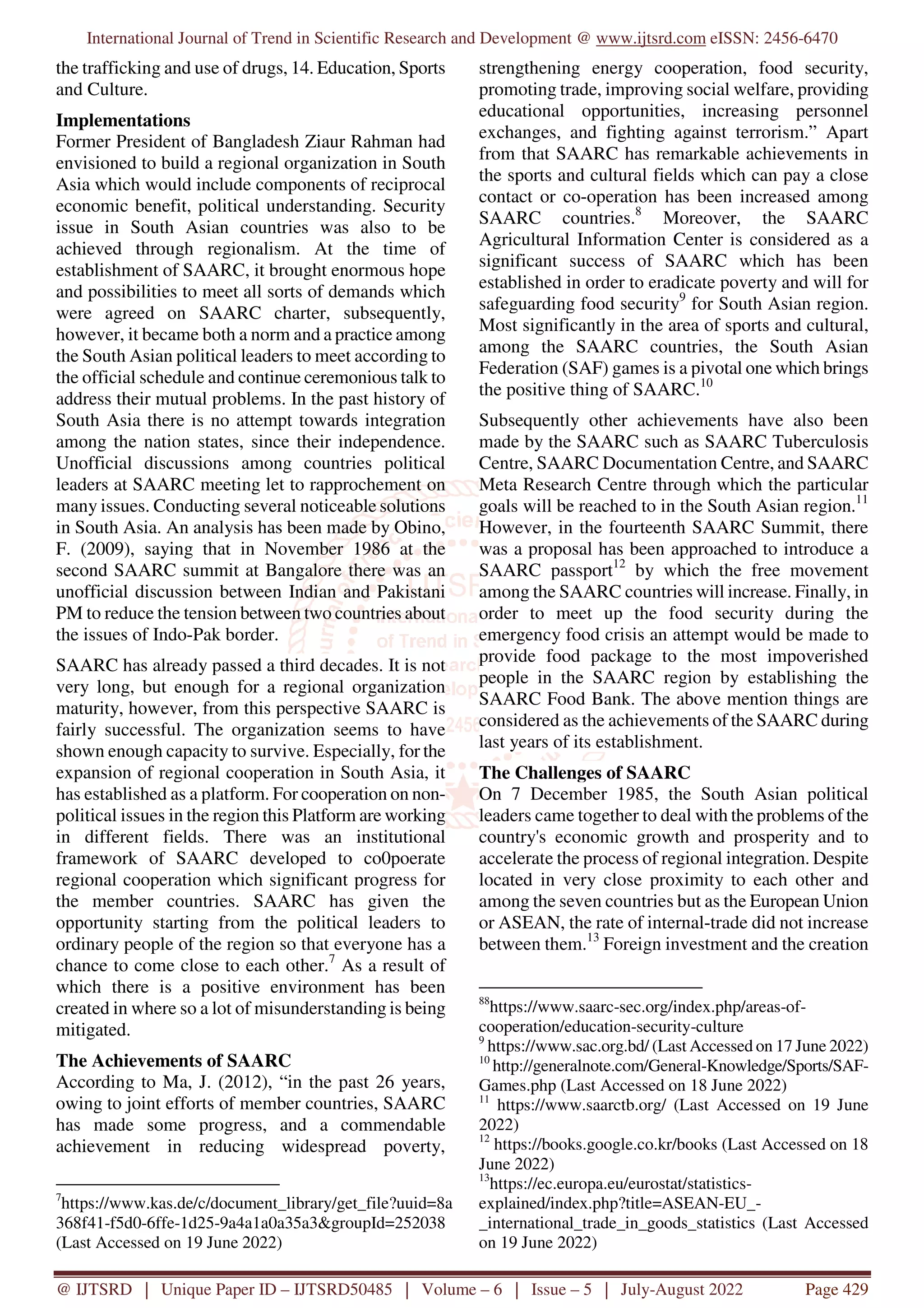 SAARC The Regional Integration in South Asia | PDF