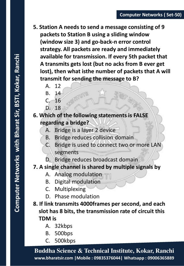 BSTI-BharatSir : Computer Network , Set-50 | PDF