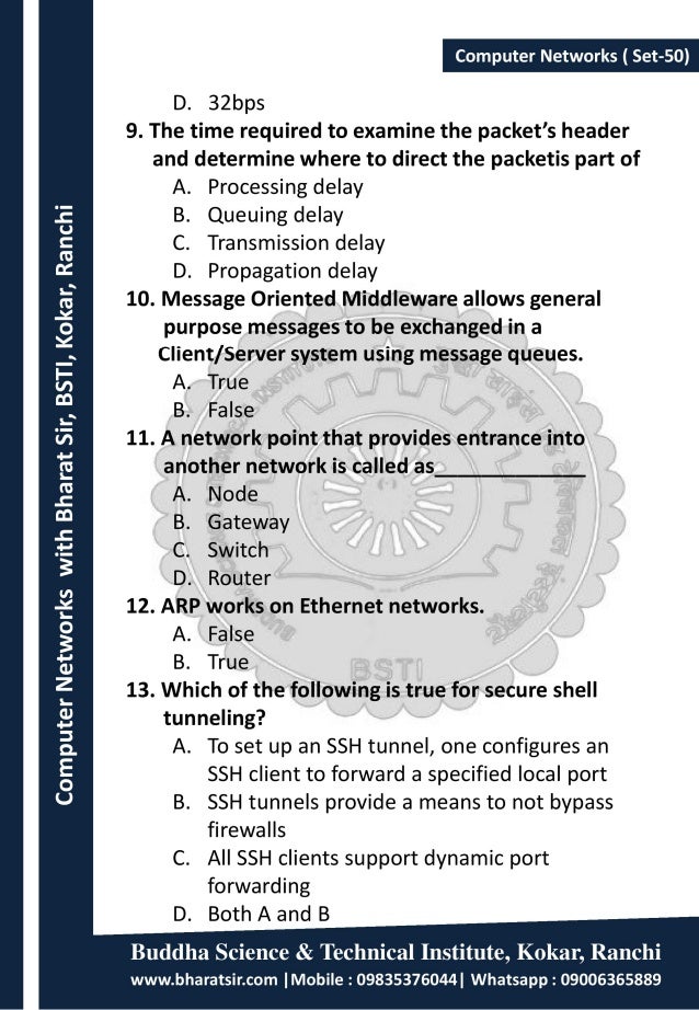 BSTI-BharatSir : Computer Network , Set-50 | PDF