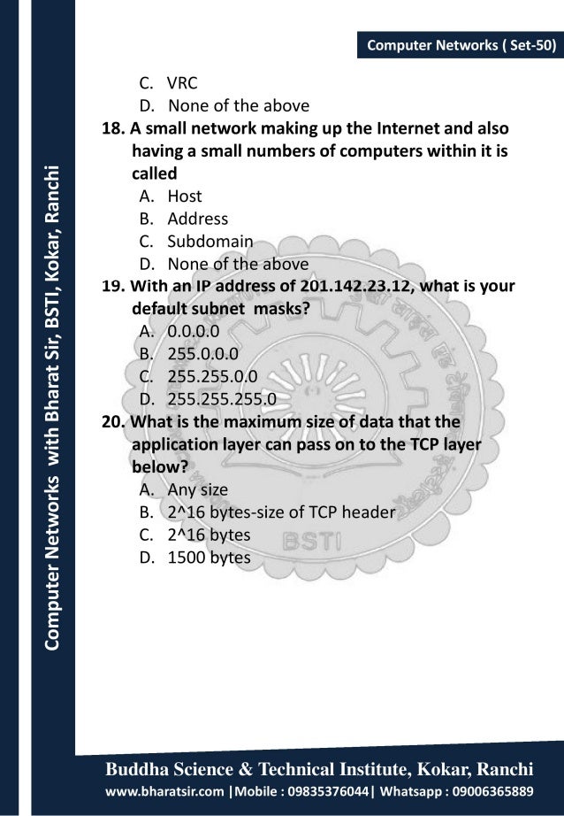 BSTI-BharatSir : Computer Network , Set-50 | PDF