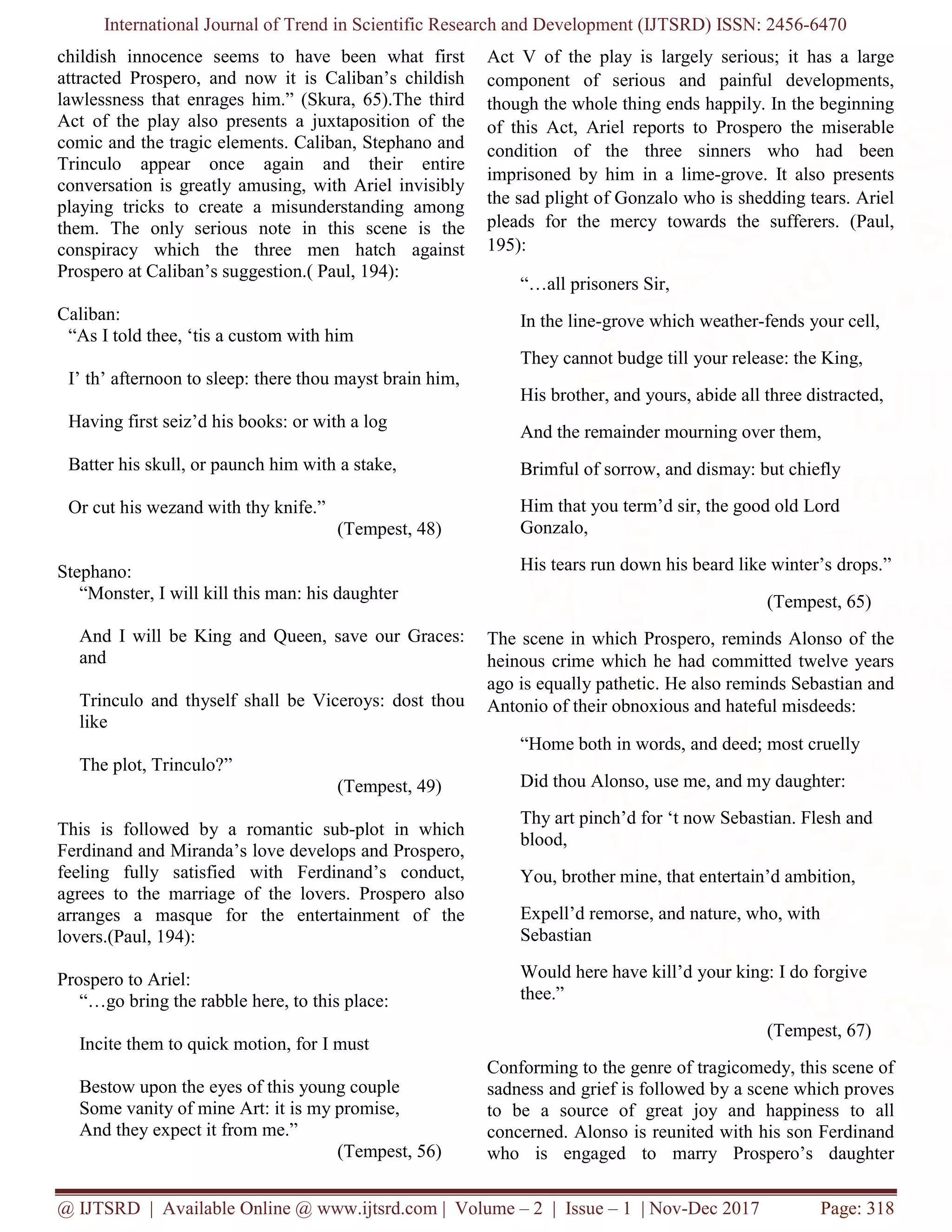 Shakespeare's The Tempest as a Tragicomedy | PDF