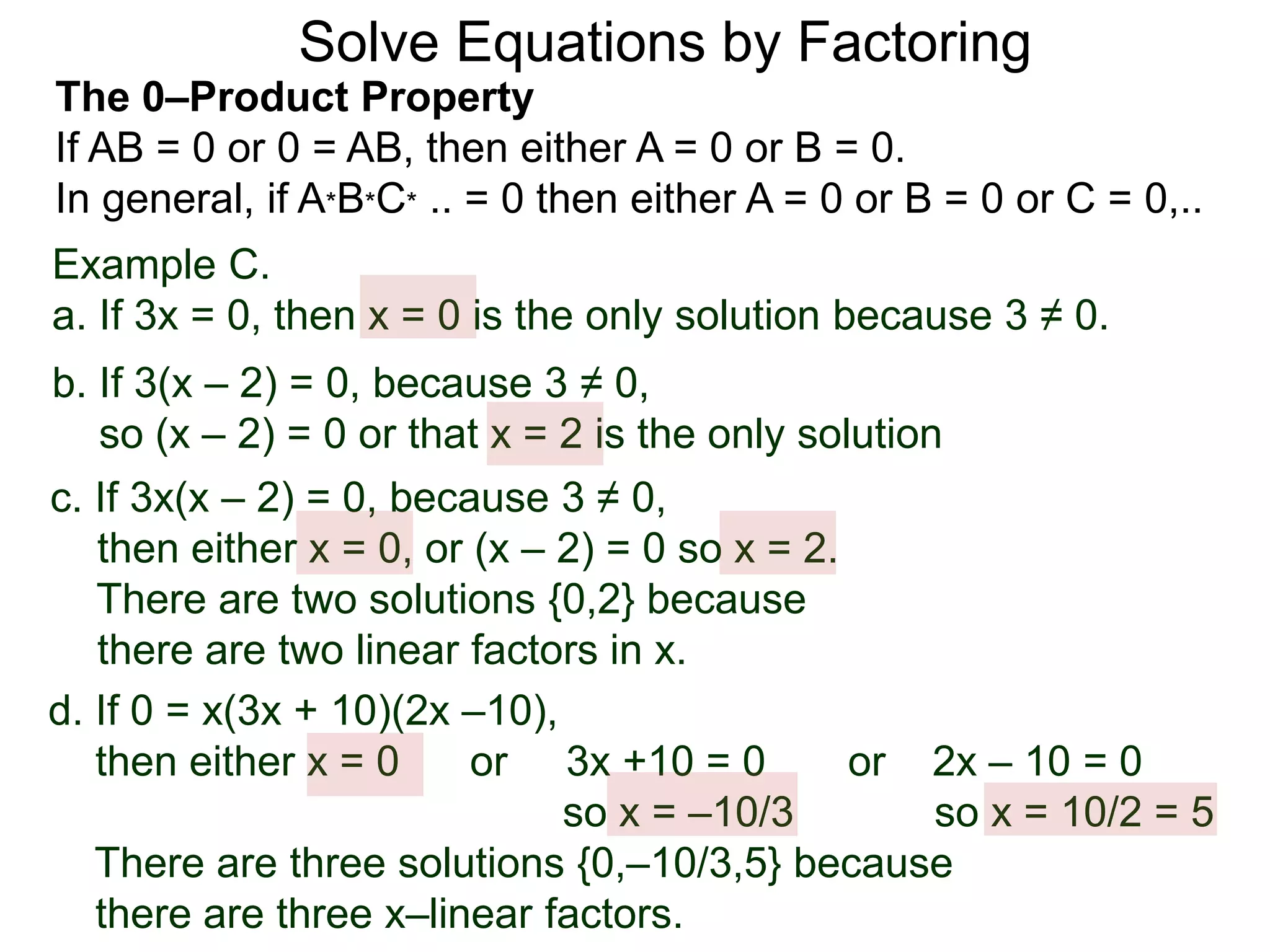 50 solving equations by factoring | PPT