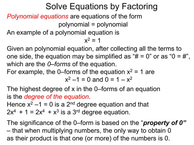 50 solving equations by factoring | PPT