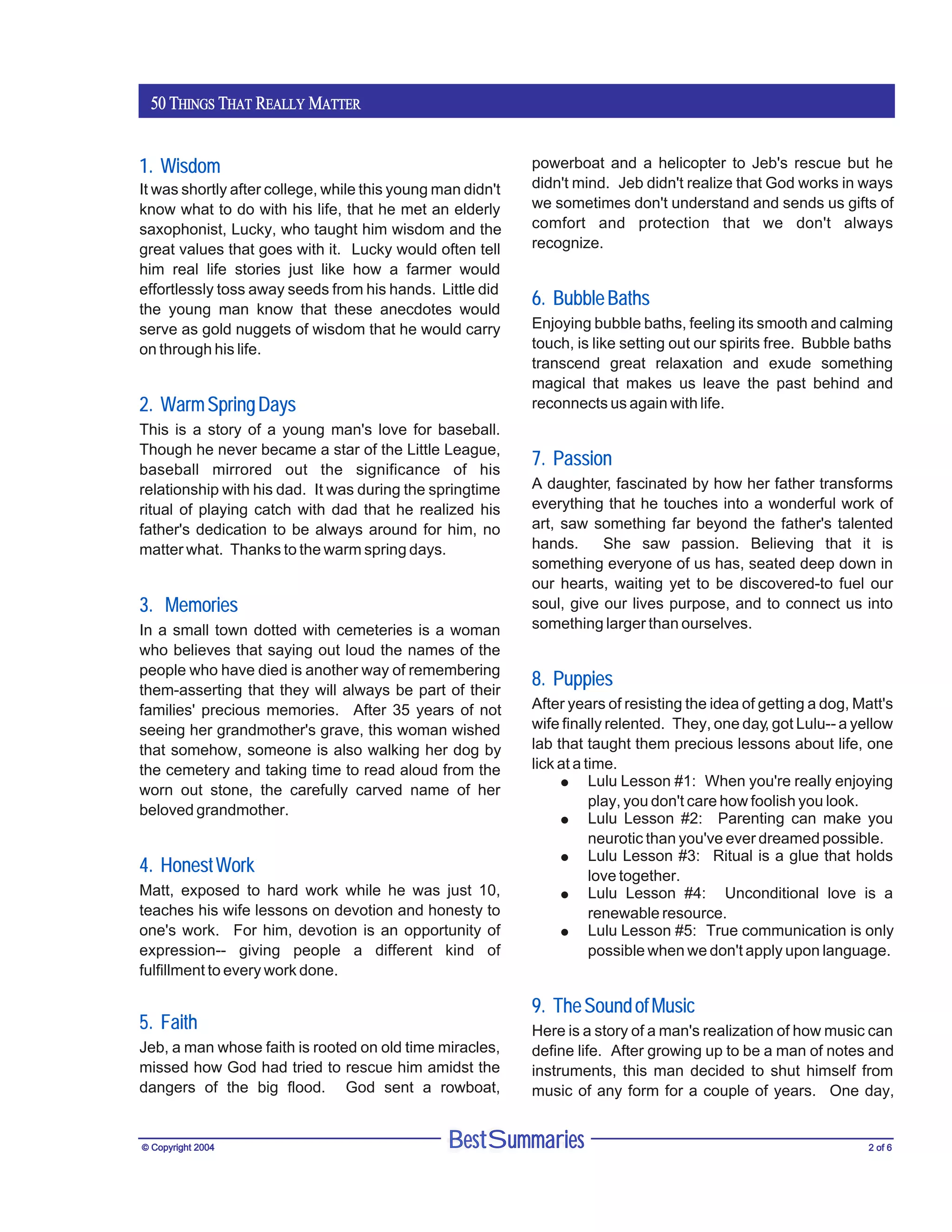 50 Things That Really Matter best | PDF