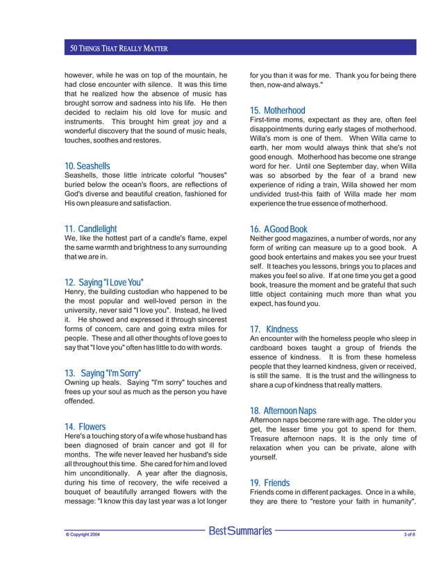 50 Things That Really Matter best | PDF