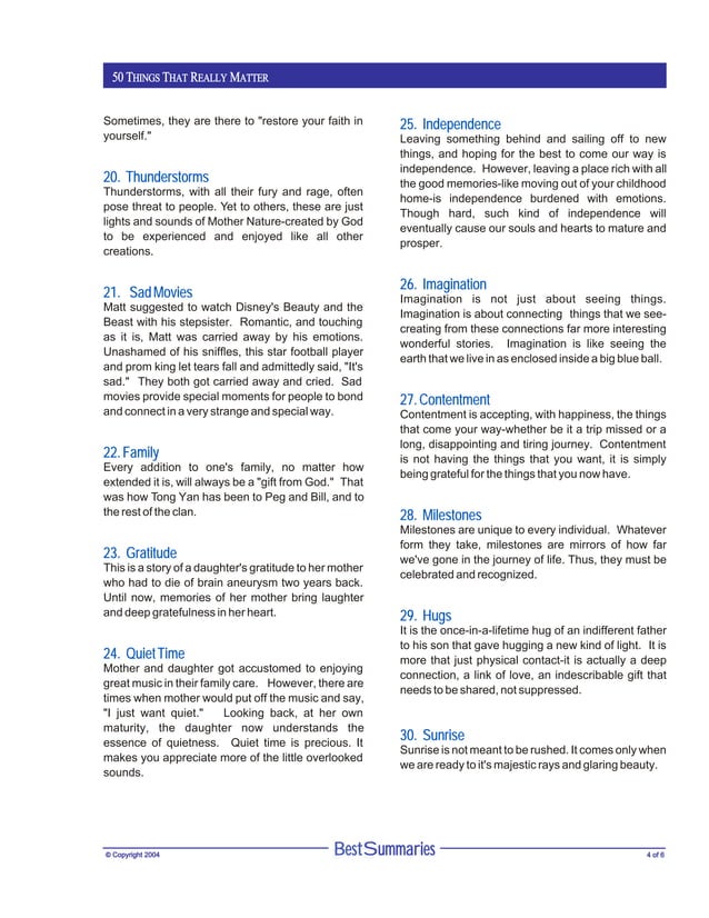 50 Things That Really Matter best | PDF