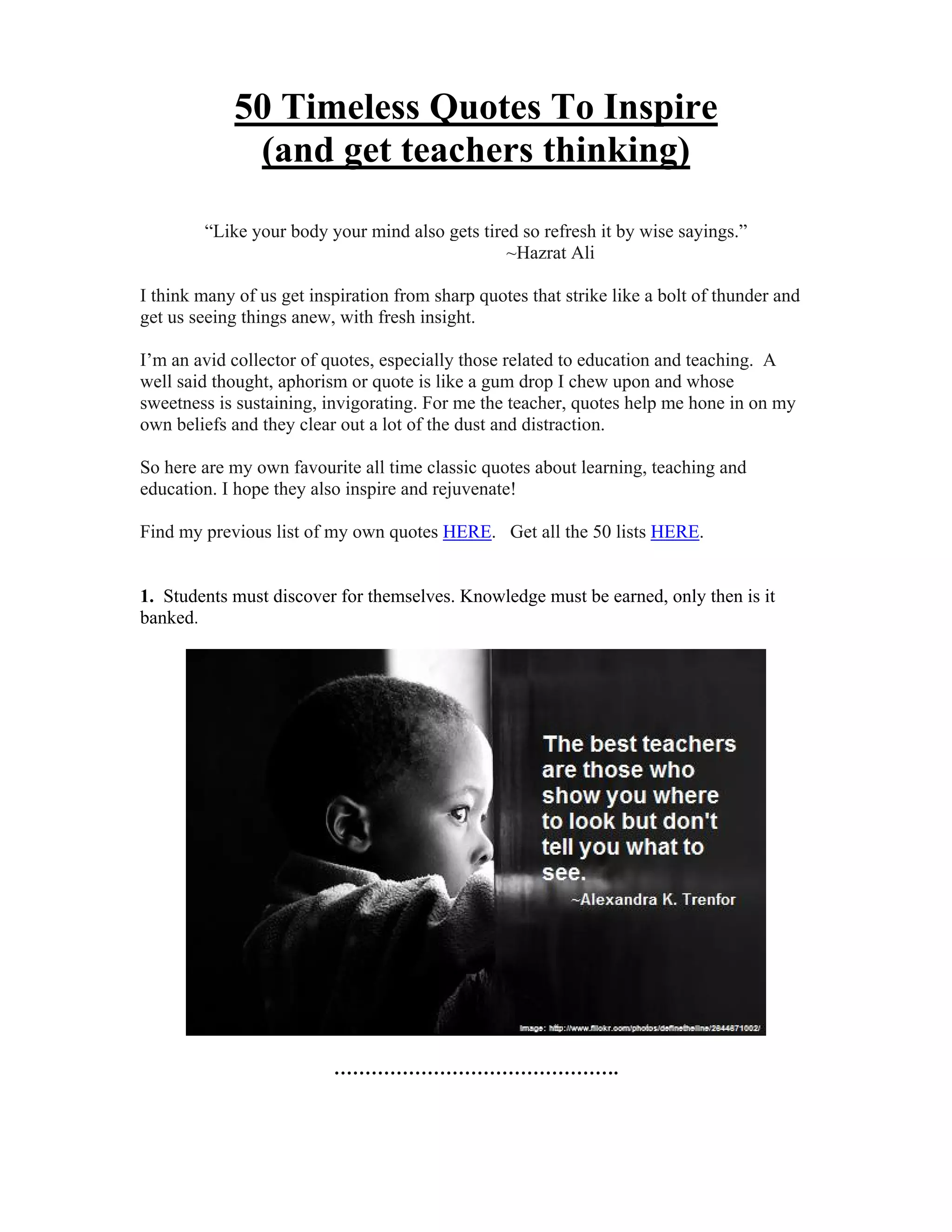 50 timeless quotes to inspire teachers | PDF