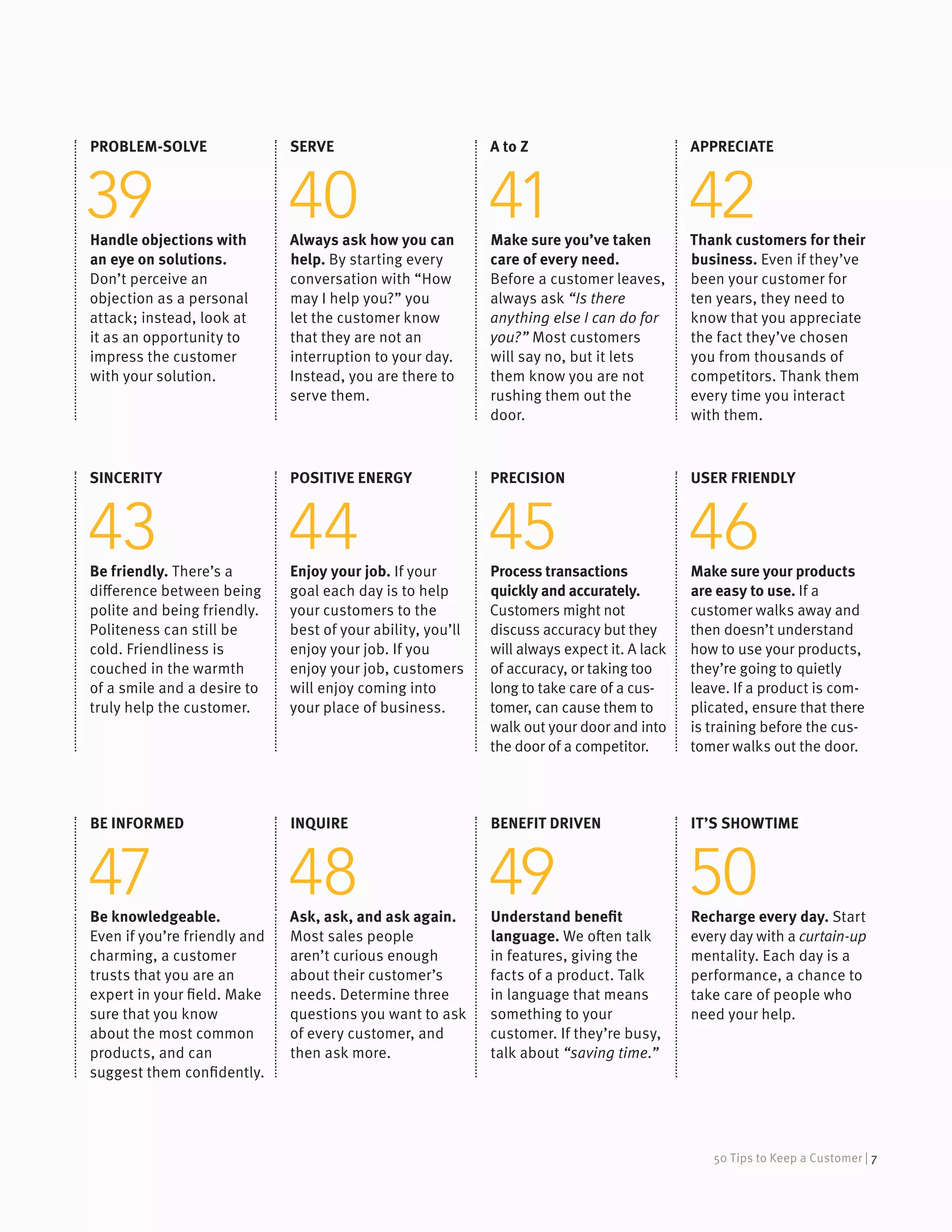 50 Tips to Keep a Customer | PDF