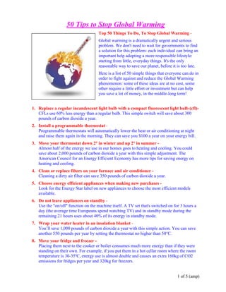 50 tips to stop global warming | PDF