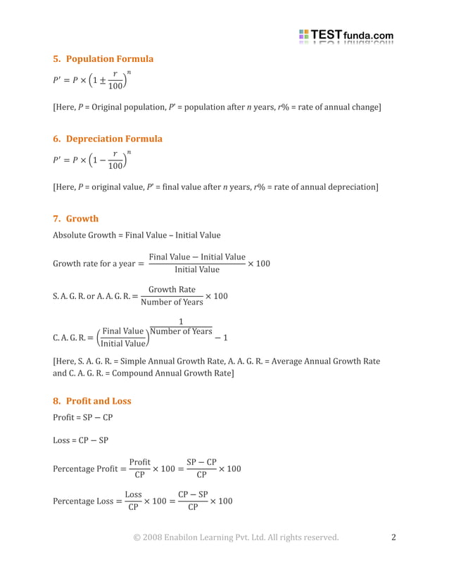 50 useful quant formula | PDF