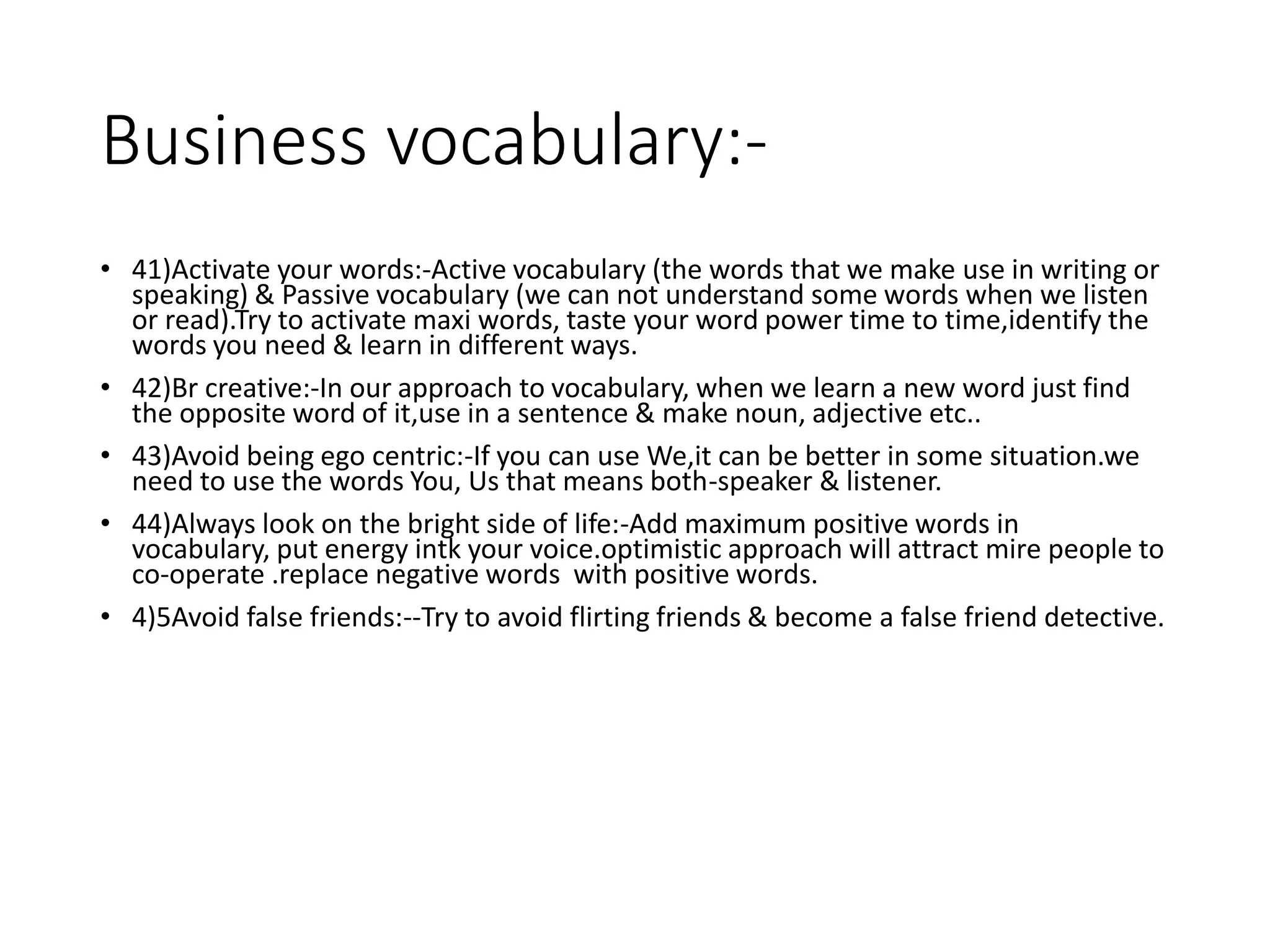 50 ways to improve Business English | PPTX