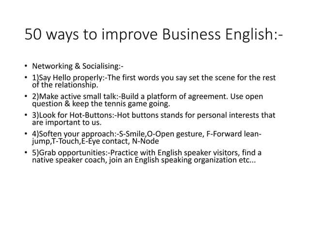 50 ways to improve Business English | PPT