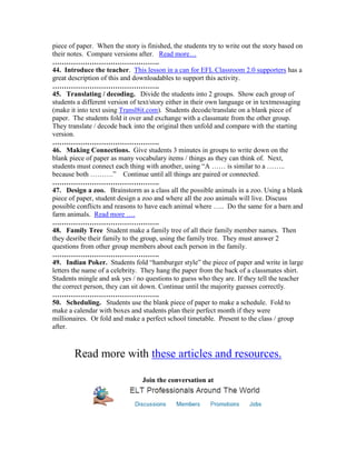 50 ways to use a blank piece of paper in the english language classroom ...