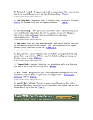 50 ways to use music in the English language classroom | PDF