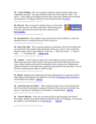 50 ways to use music in the English language classroom | PDF