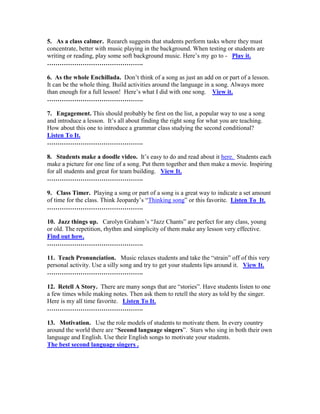 50 ways to use music in the English language classroom | PDF