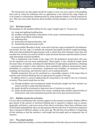 50 Years Of Statistics Teaching In English Schools Some Milestones | PDF