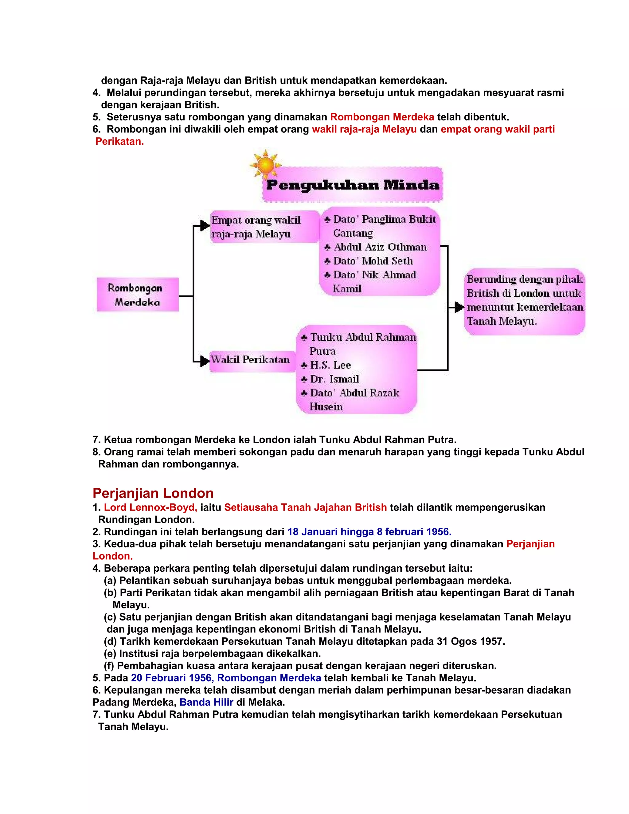 Sejarah Tingkatan 3 -Kemerdekaan Negara 31 Ogos 1956 | PDF