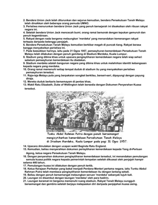 Sejarah Tingkatan 3 -Kemerdekaan Negara 31 Ogos 1956 | PDF