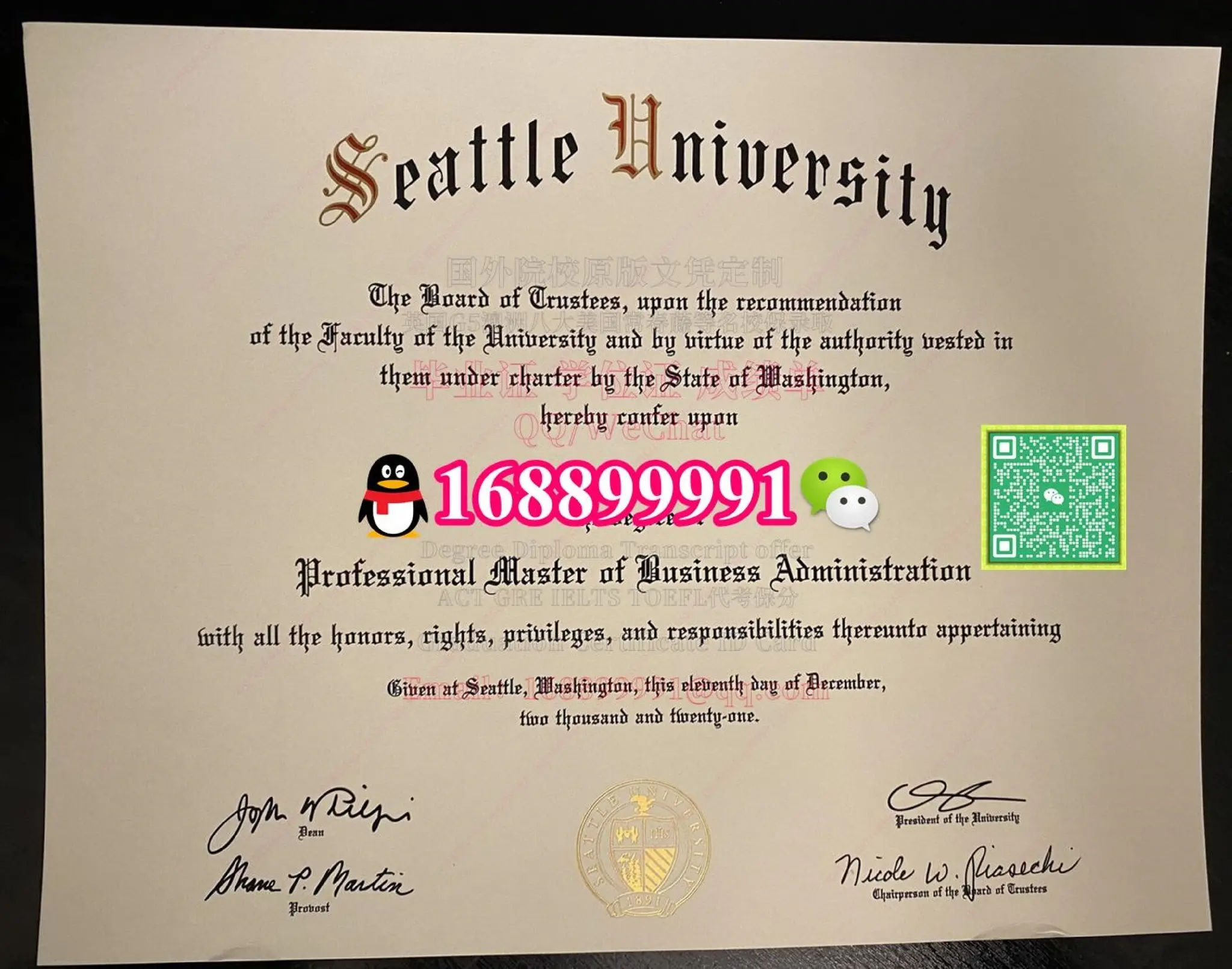 Seattle University degree offer diploma Transcript | PPT