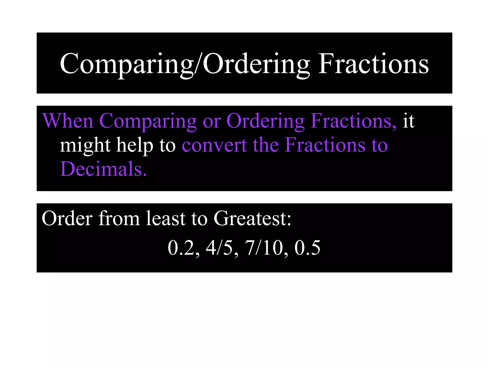 November 4th on LCM, Ordering/Comparing Fractions | PPT