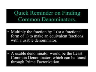 November 4th on LCM, Ordering/Comparing Fractions | PPT