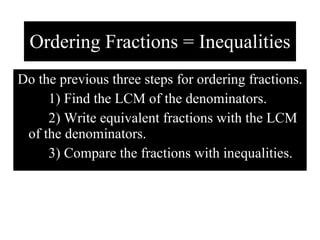 November 4th on LCM, Ordering/Comparing Fractions | PPT