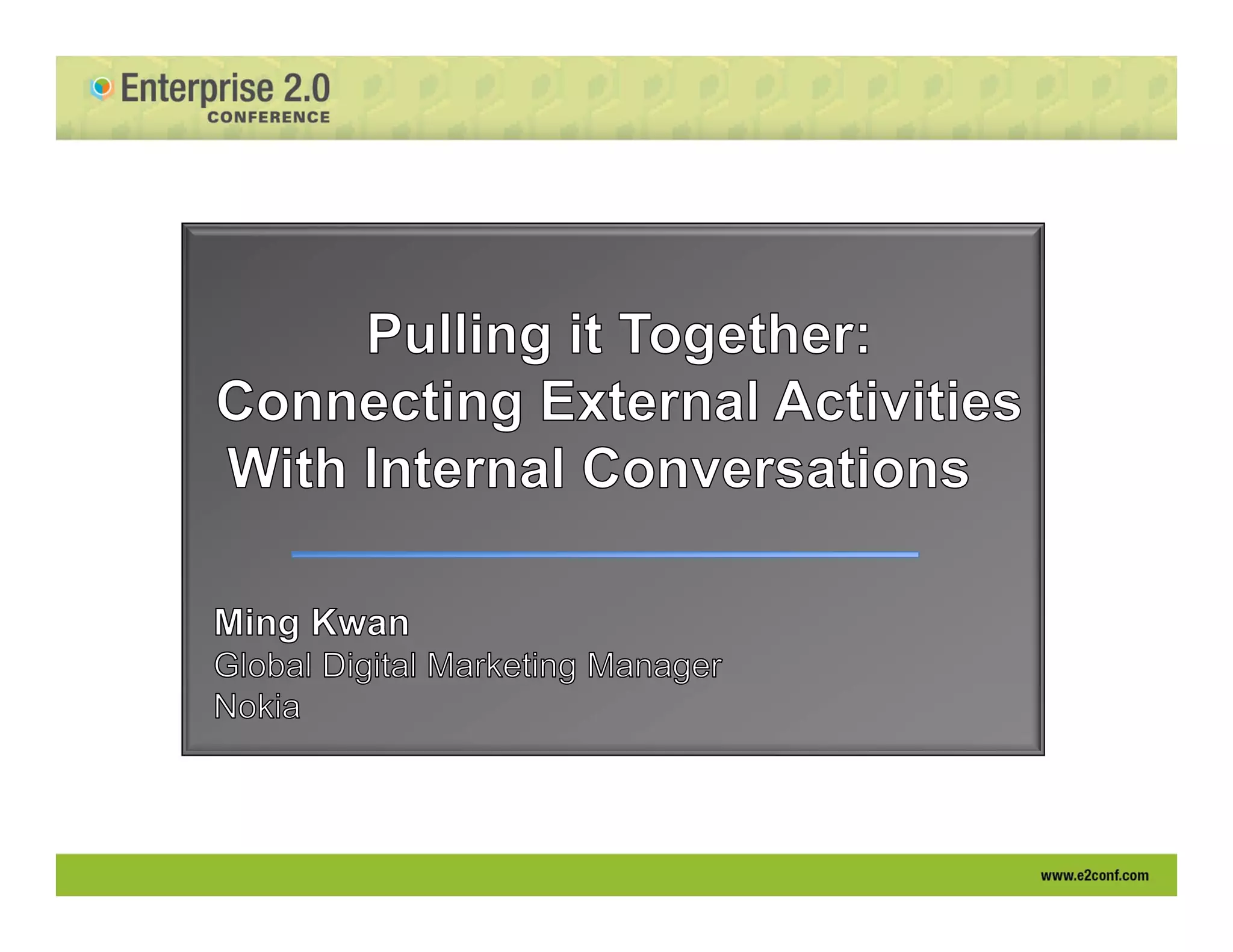 Pulling It Together: Connecting External Activities With Internal ...