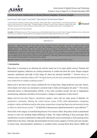 Unconventional Adulterants in Seized Heroin Samples: Forensic Insight | PDF